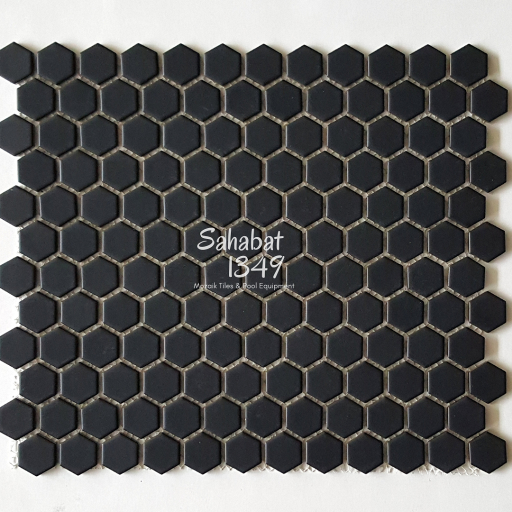 Jual Mosaic Dinding Dapur Hexagonal Mini Hitam Doff Mosaic Kuda Laut ...