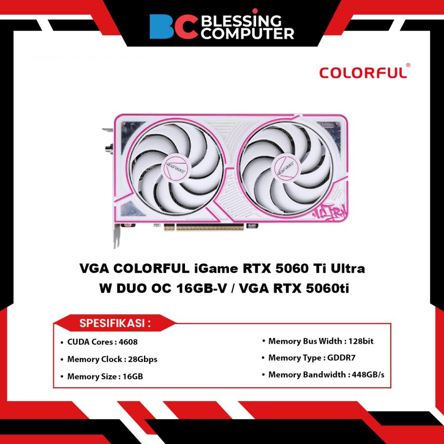 Jual VGA COLORFUL iGame RTX 5060 Ti Ultra W DUO OC 16GB-V / VGA RTX ...