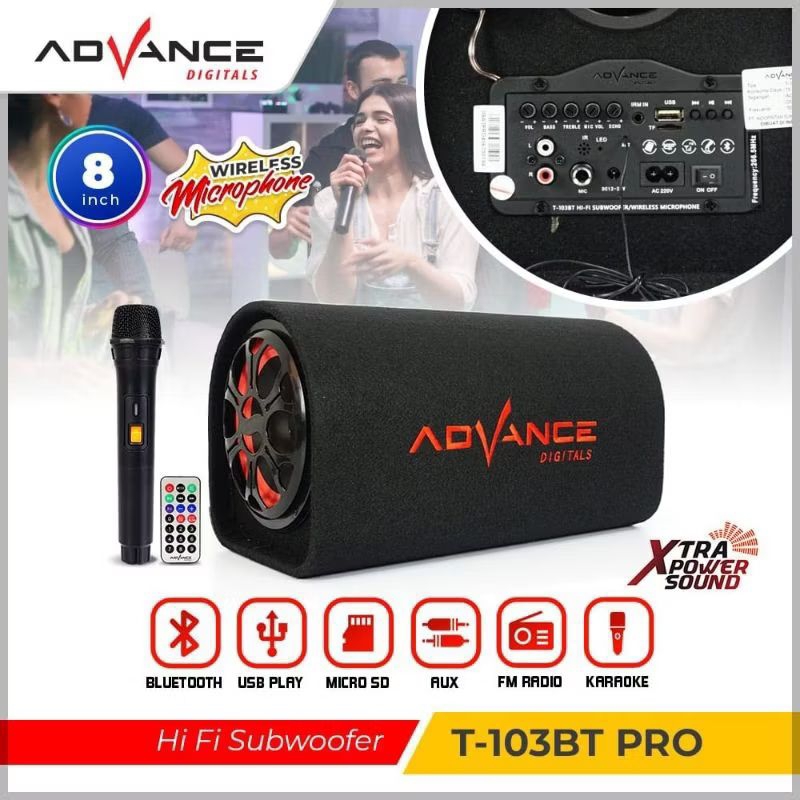Jual ADVANCE Speaker Bluetooth Subwoofer 8"inch T-103BT Pro Free 1 Mic Wireless | Shopee Indonesia