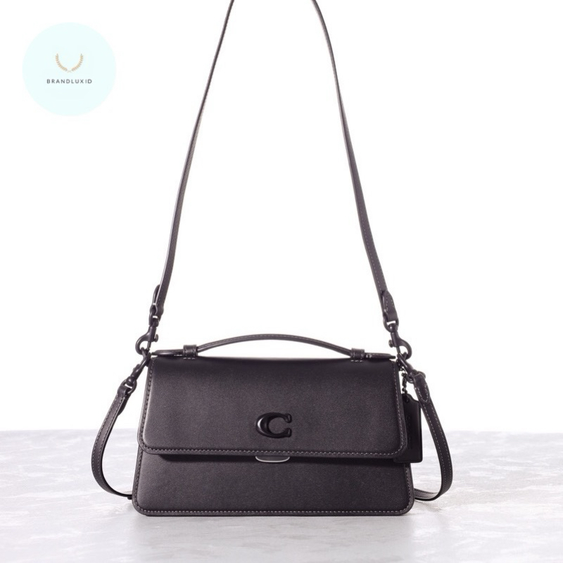 Jual Coach Juno Crossbody Bag in Black Fine Grain Leather | Shopee ...