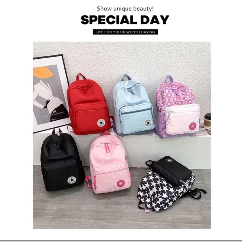 Jual Converse Basic Go 2 Pink Backpack - Unisex Canvas Ransel Full Tag ...