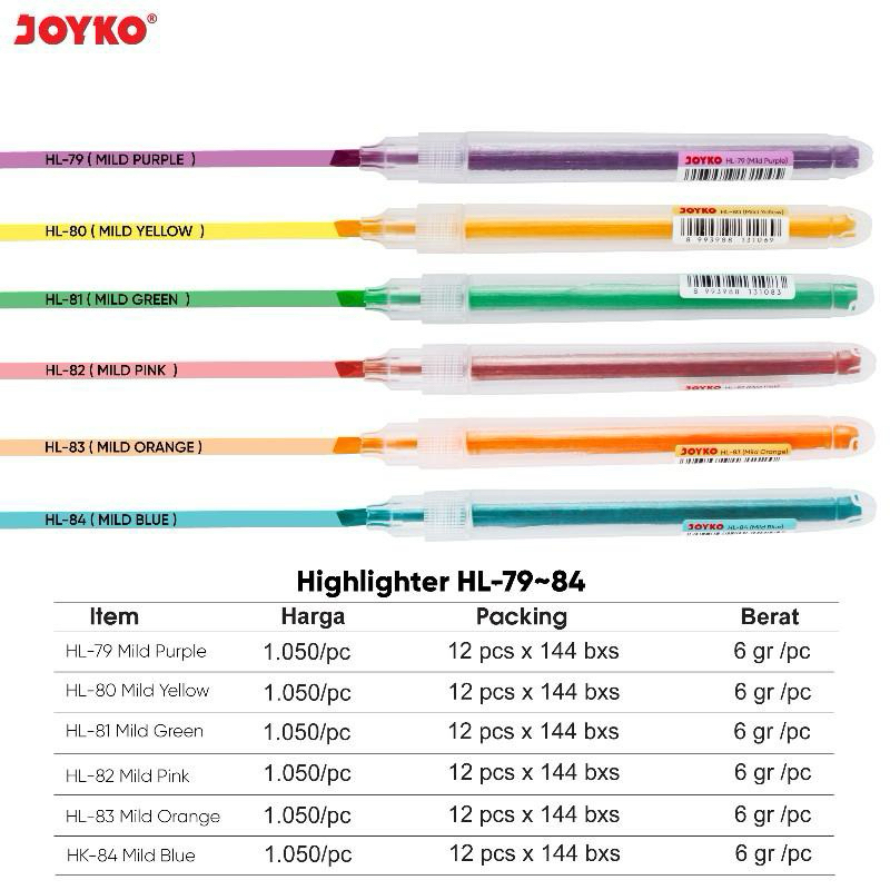 Jual ( 1pcs ) HL79 - 84 Highlighter JOYKO Pen / Penanda bentuk Pen ...