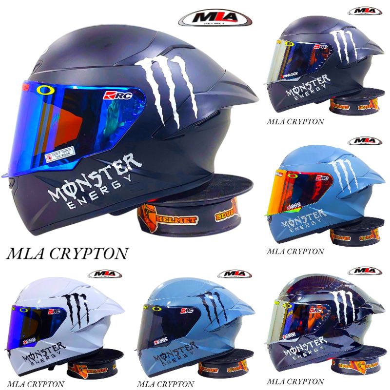 Jual Helm TT course TTC MLA Crypton white Monster paket ganteng spoiler ...