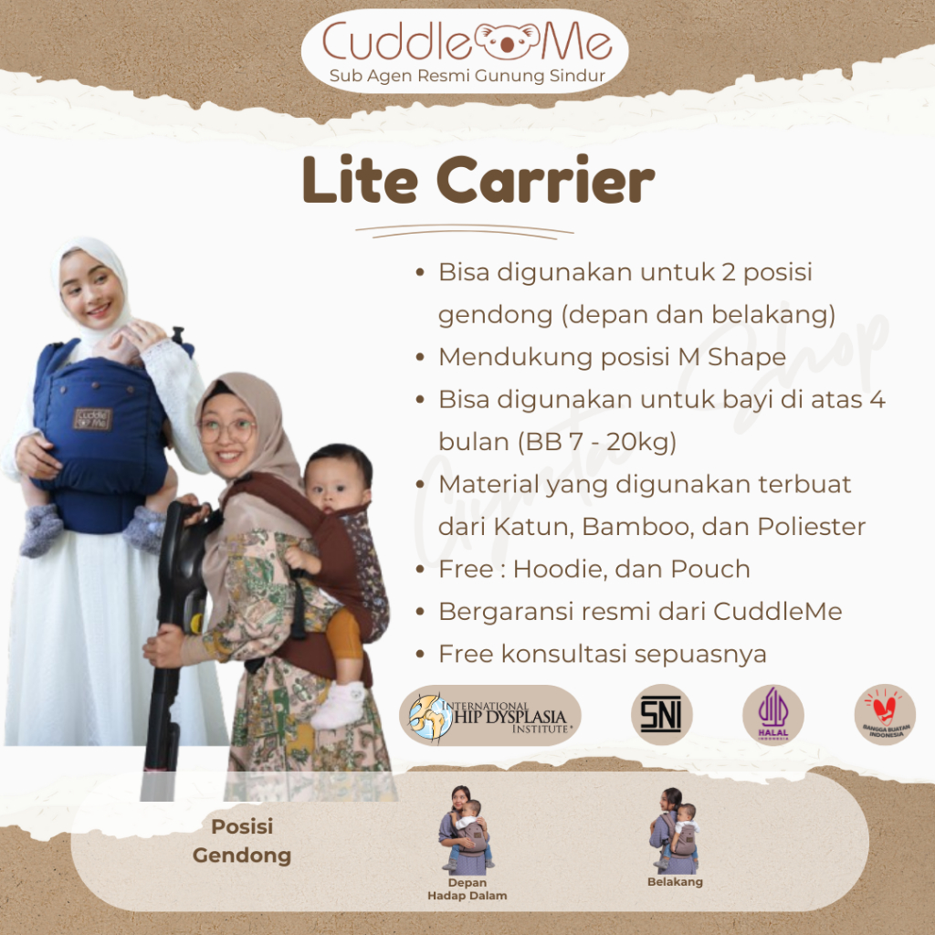 Jual Gendongan Bayi Cuddle Me SSC Lite Carrier Baby Carrier Ergonomis M ...