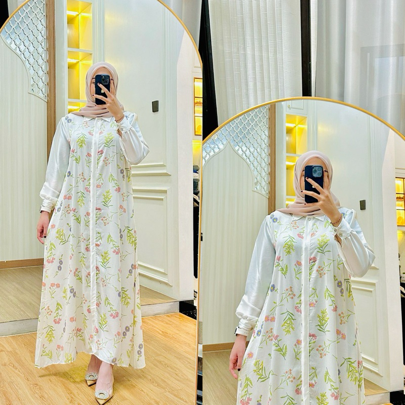 Jual Shanum Dress Motif Terbaru Bahan Rayon Kombinasi Silky Cantik ...