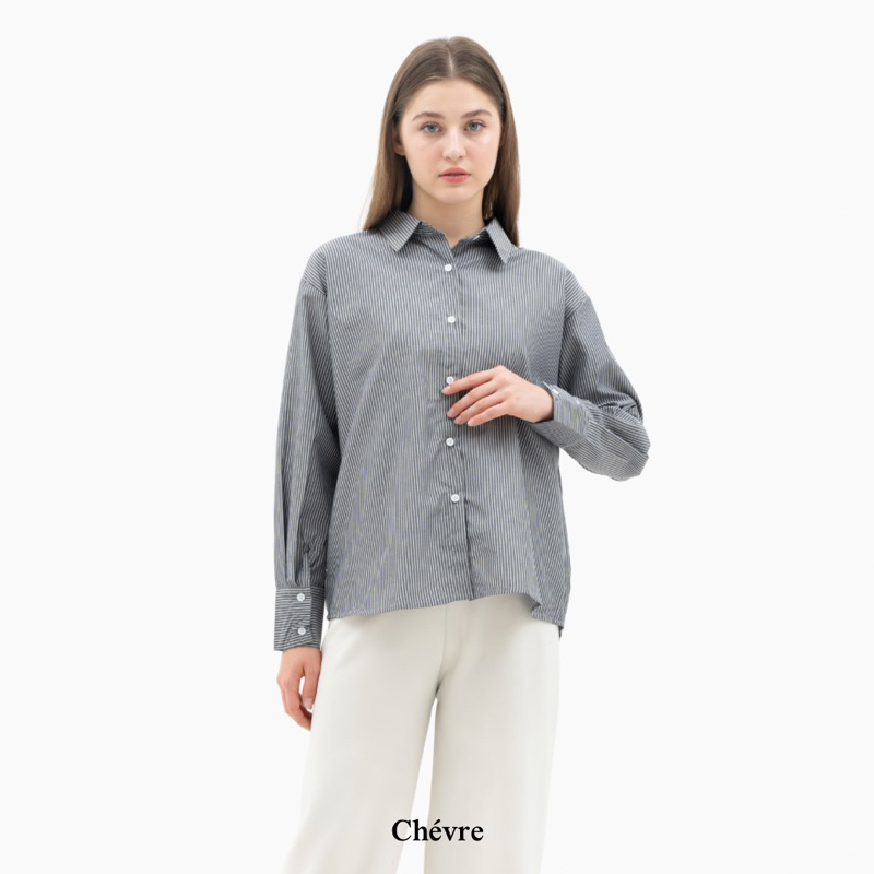 Jual RAIAH - Basic Kemeja Salur by Chevre | Shopee Indonesia