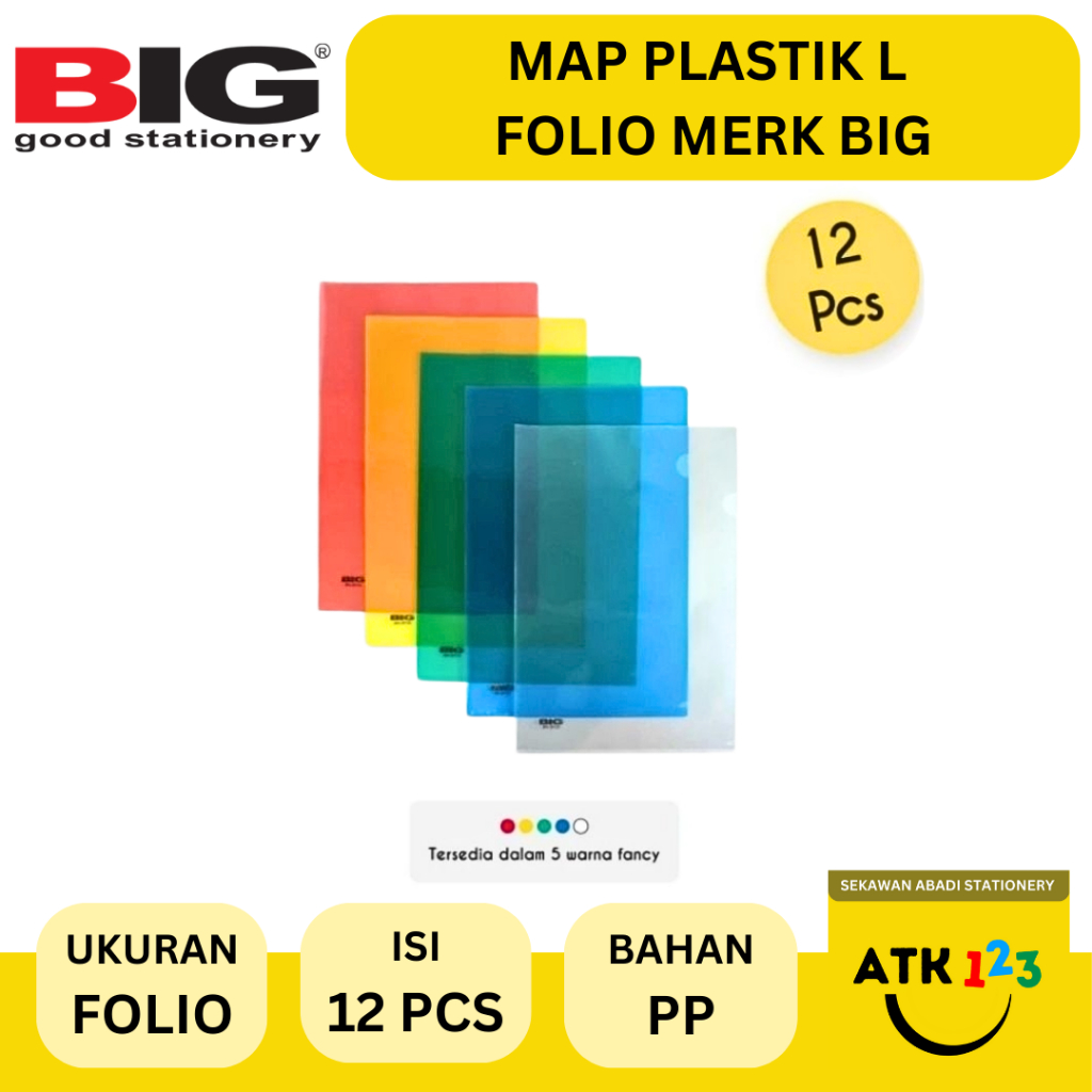 Jual BIG Map Plastik L Map Bening Map Transparant Ukuran Folio merk BIG [1 PACK = 12 PCS ...