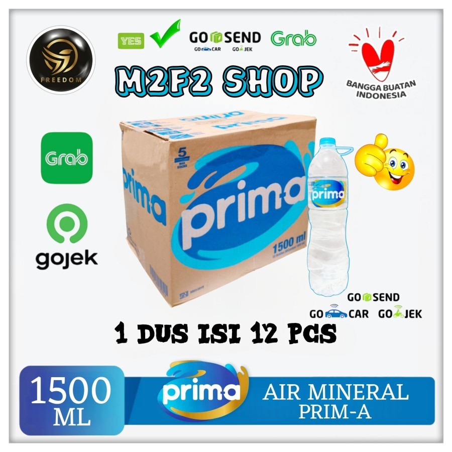 Jual Air Mineral Prima Botol Besar Plastik Pet - 1500 ml Kemasan Karton (Khusus Bluebird/Gojek ...
