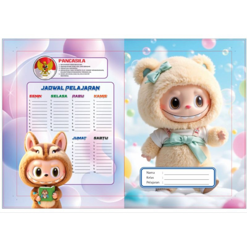 Jual Sampul Buku Kwarto Karakter Labubu Sampul Buku Karakter Viral isi ...