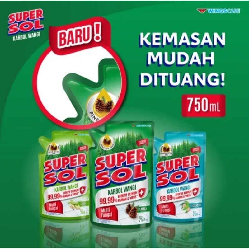 Jual Supersol Karbol Wangi Cemara 750ml // Pembersih Lantai Super Sol ...