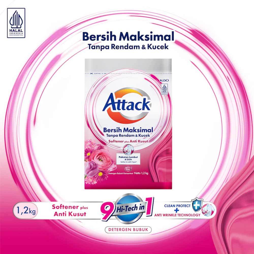 Jual Kao Attack Detergent Powder Plus Softener 1.2kg | Shopee Indonesia