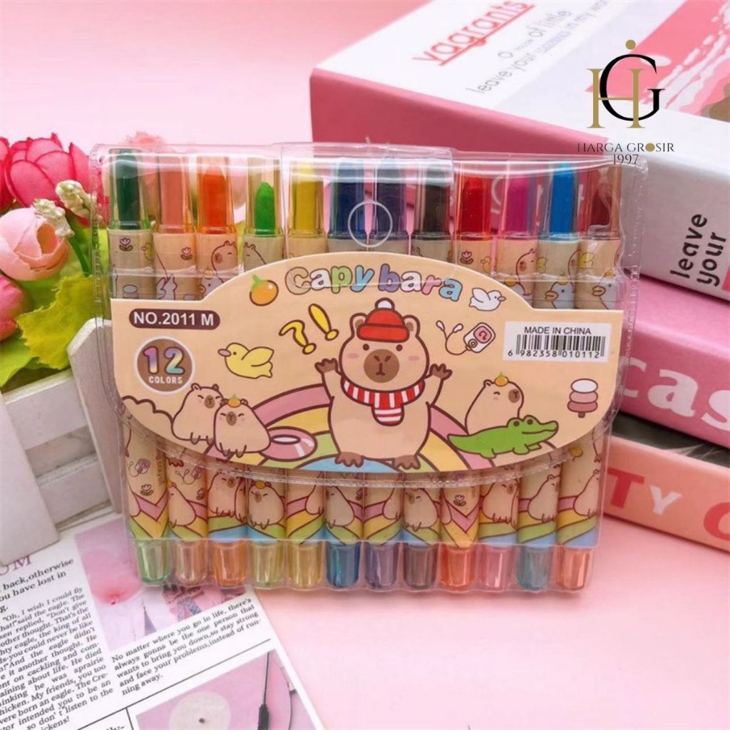 Jual KRAYON TWIST MINI CAPYBARA ISI 12 PCS KR-1831 Crayon Putar isi 12 ...