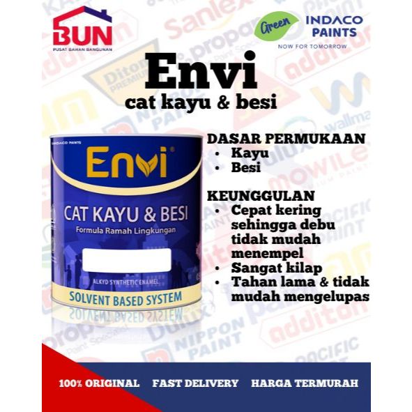 Jual CAT MINYAK ENVI WARNA STANDAR 0.2 LITER | Shopee Indonesia