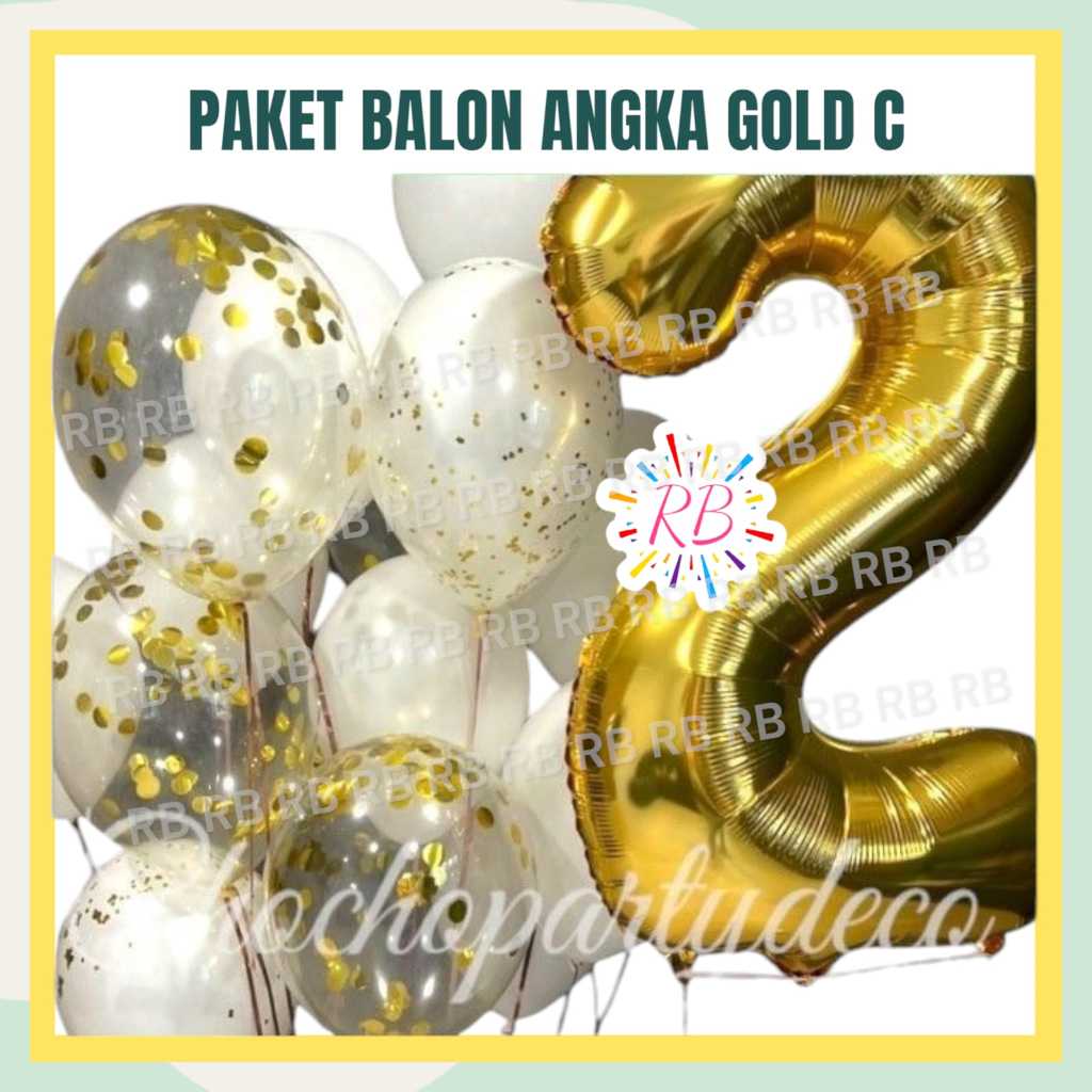 Jual Paket Balon ANGKA GOLD C / Dekorasi Ulang Tahun Gold Emas | Shopee ...