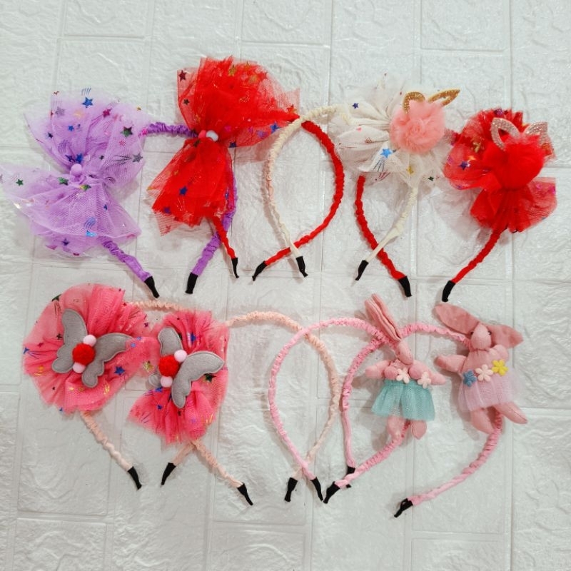 Jual Bando/bando anak dewasa motif pita dan bandul tengah isi 12 pcs ...