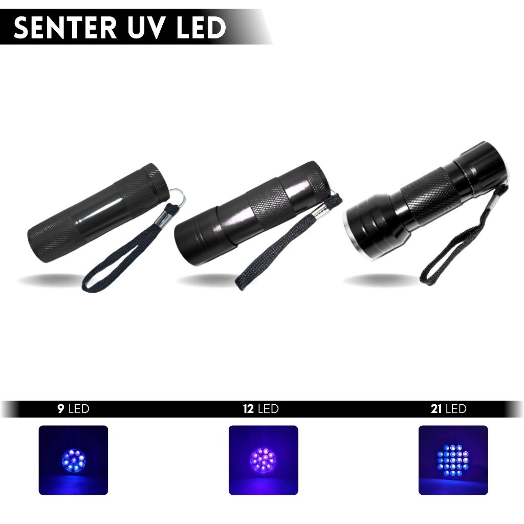 Jual Senter Pancing Jigging UV Light Senter Ultraviolet 9 12 21 LED Alat Pendeteksi Uang Palsu ...
