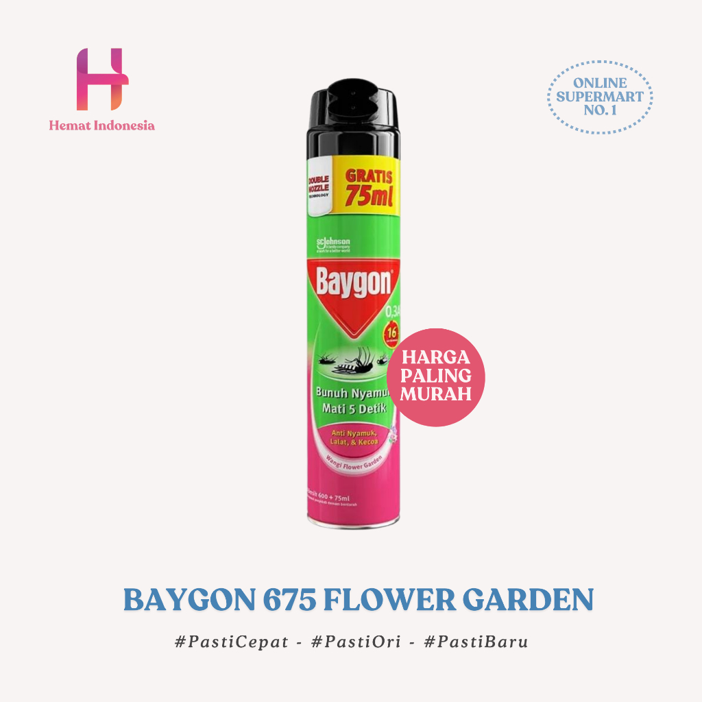 Jual BAYGON AEROSOL PINK FLOWER GARDEN 600 675 ML SPRAY PROMO SUPER ...