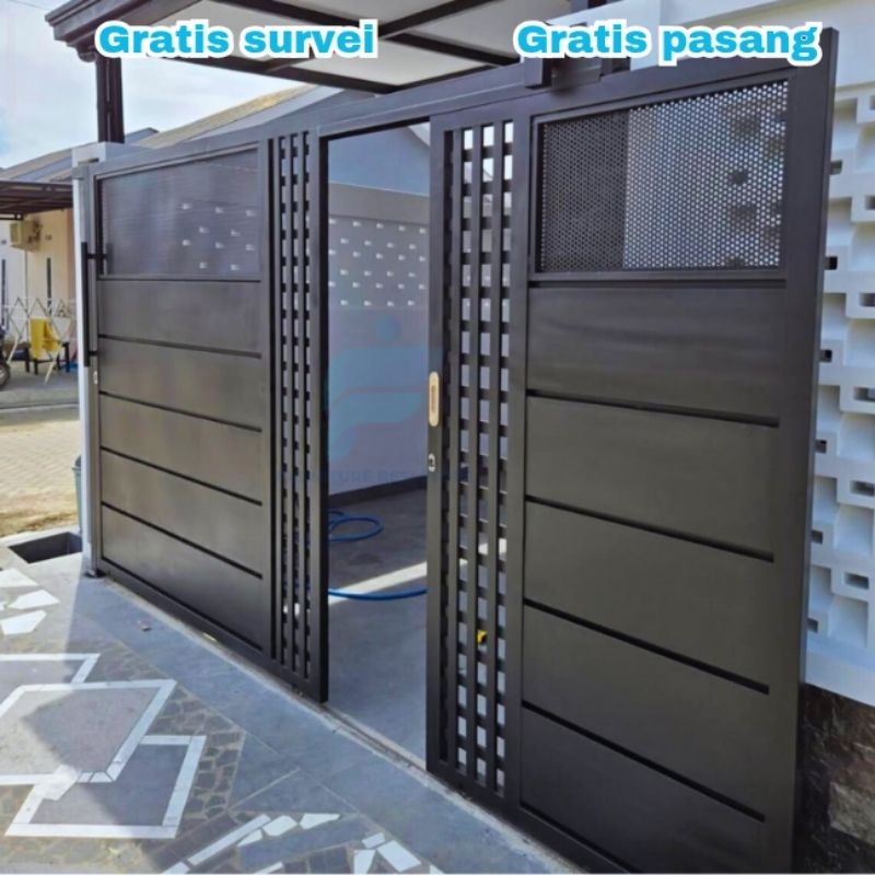 Jual besi pagar rumah minimalis modern / pagar pintu gerbang minimalis ...