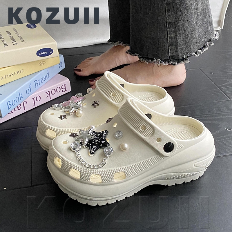Jual Kozuii Wanita Slip On Sandal Wedges Anti Air Sandal Kodok Slip On ...