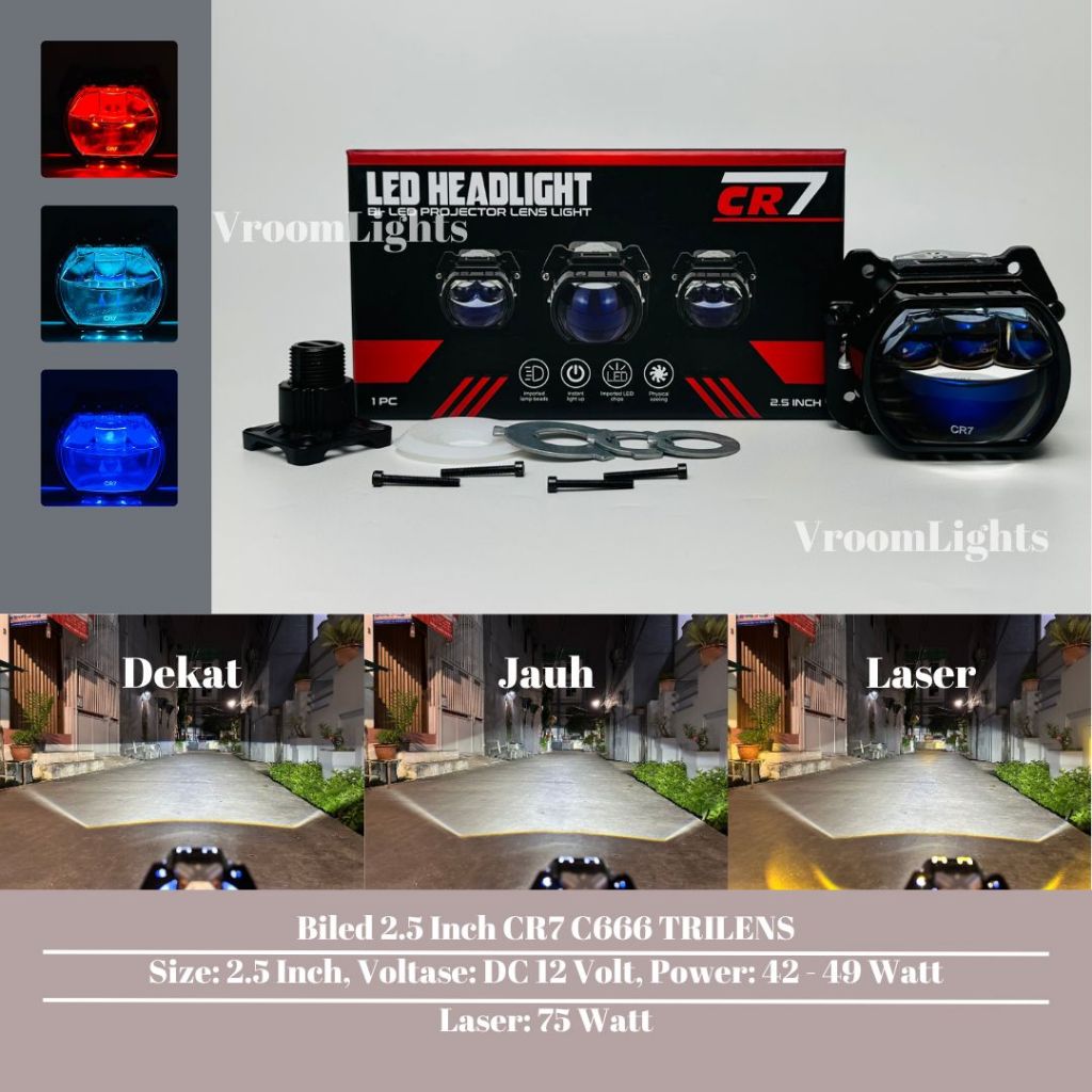 Jual CR7 Tipe C664 C665 C666 Biled 2.5 Inch Body Black Blue Lens ...