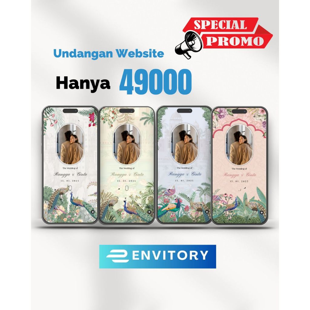 Jual Undangan Digital Tema Flower Art Merak | Shopee Indonesia