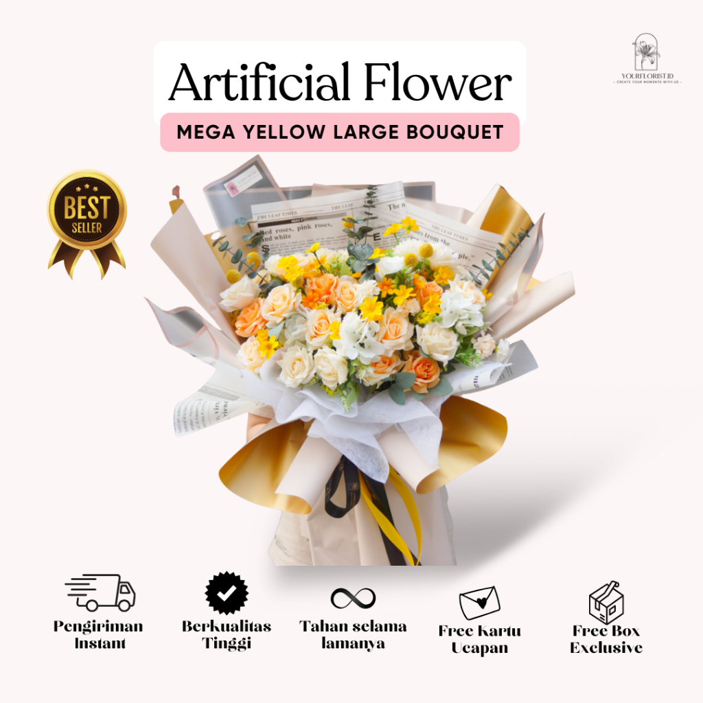 Jual MEGA YELLOW ARTIFICIAL BOUQUET - Buket Bunga Palsu Mix Size ...