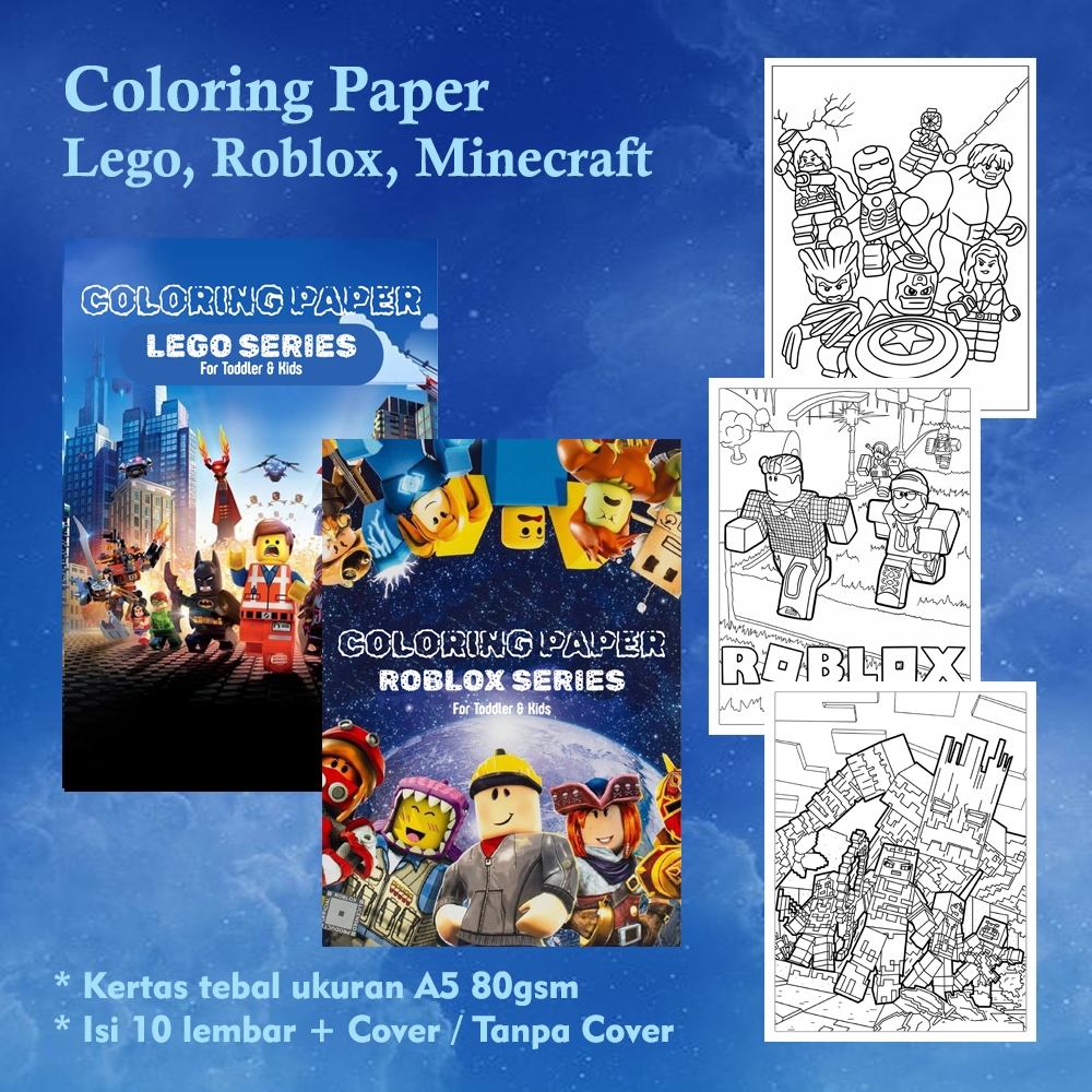 Jual [10 LEMBAR] KERTAS MEWARNAI / COLORING PAPER TEMA LEGO, ROBLOX ...