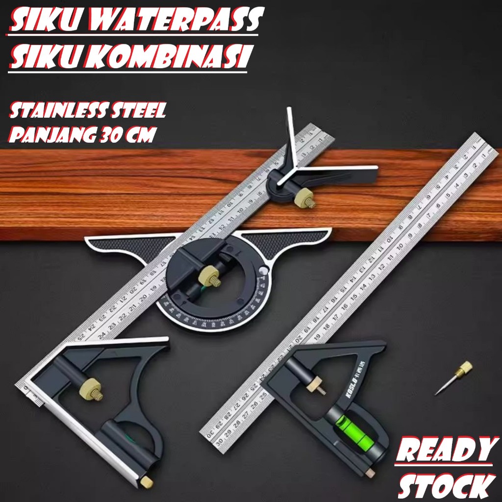 Jual Siku Waterpass Kombinasi Square Ruler Sudut Presisi Ukur Geser ...