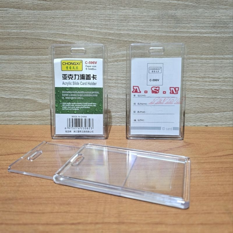 Jual tempat kartu akrilik tanpa tali / Holder Id Card Acrylic Id Card 2 ...