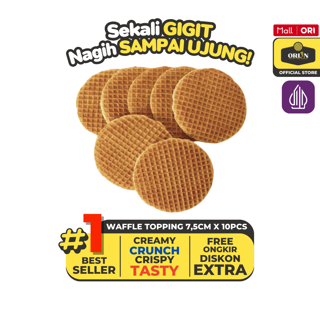 Jual ORLIN Cone Waffle Topping Bulat Diameter 7,5cm Isi 10pcs Sekali ...