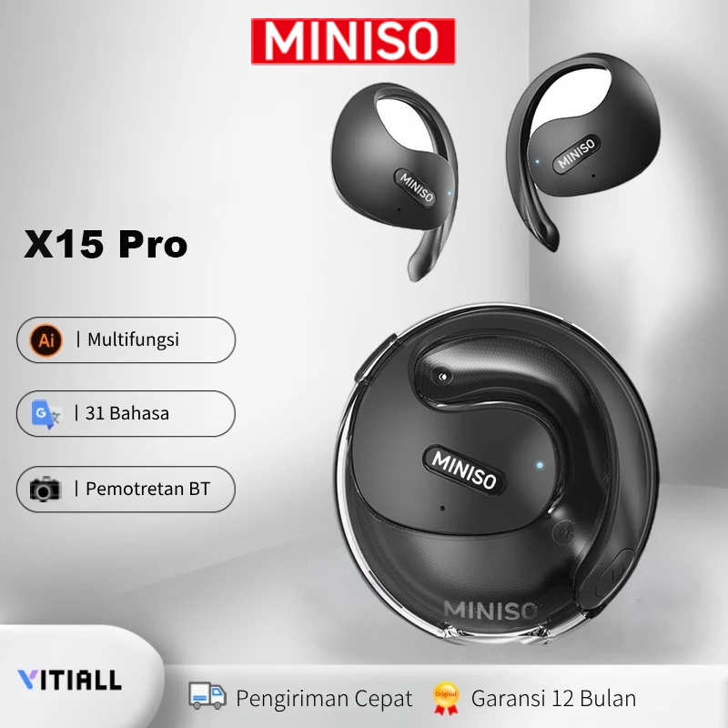 Jual MINISO X15 PRO AI TWS Smart Translation Headphones Bluetooth V5.4 ...