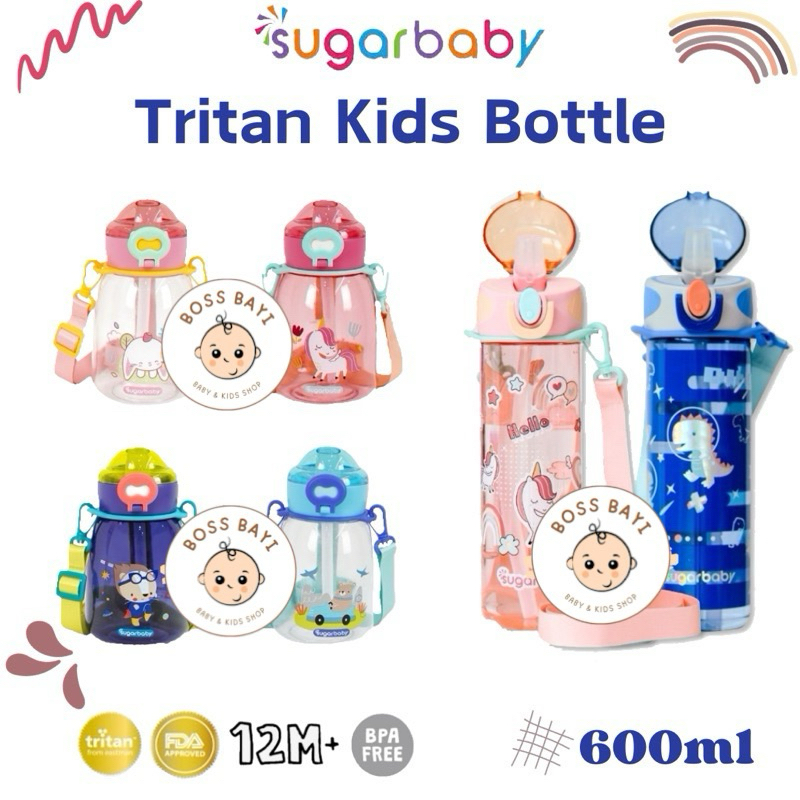 Jual SUGAR BABY - Tritan Kids Bottle Special Straw | Slim 600ml/ Botol Minum Anak BPA FREE ...
