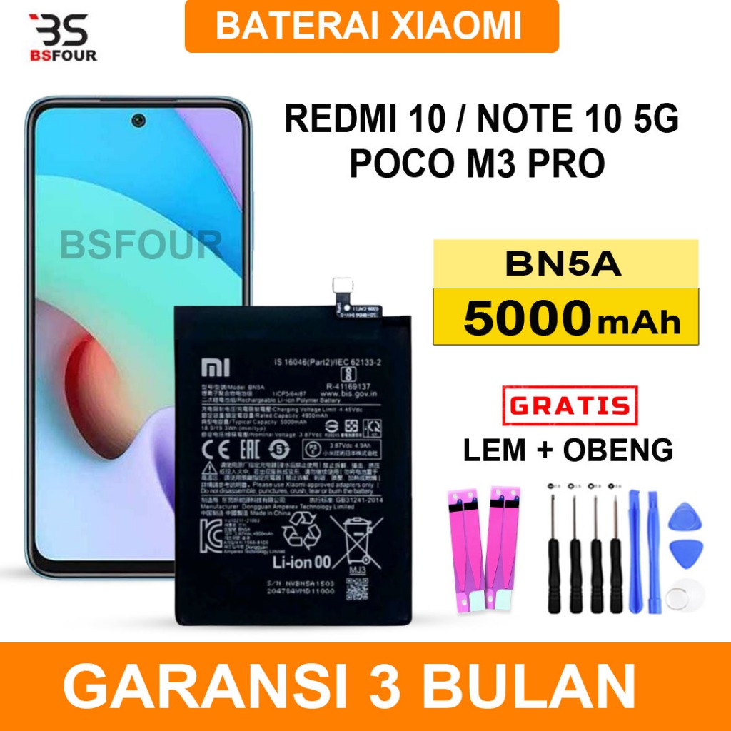Jual BATERAI BATRE XIAOMI REDMI 10 / NOTE 10 5G / POCO M3 PRO / BN5A ...