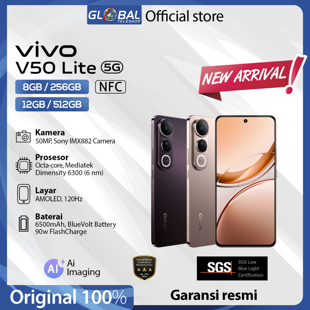 Jual Vivo V50 Lite 5G 12/512GB 8/256GB | 4G 8/256GB 8/128GB Borderless Immersive Screen | Sony ...