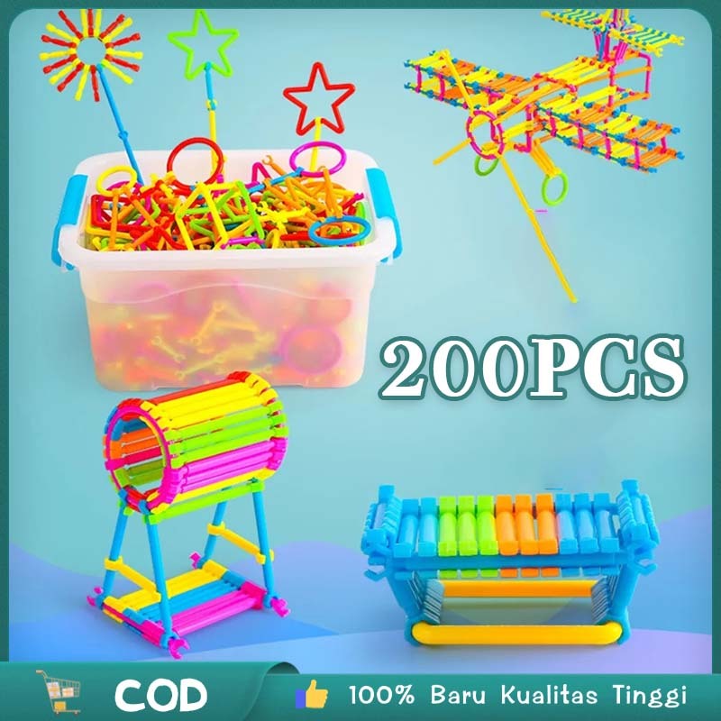 Jual 200pcs/set Mainan Anak Diy Smart Sticks Edukasi Stik Puzzle ...
