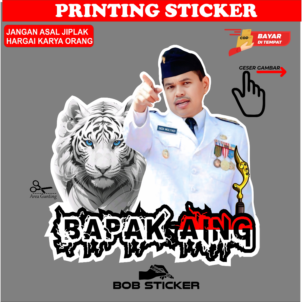 Jual stiker print dedi mulyadi maung bodas / KDM / Bapa aing | Shopee Indonesia