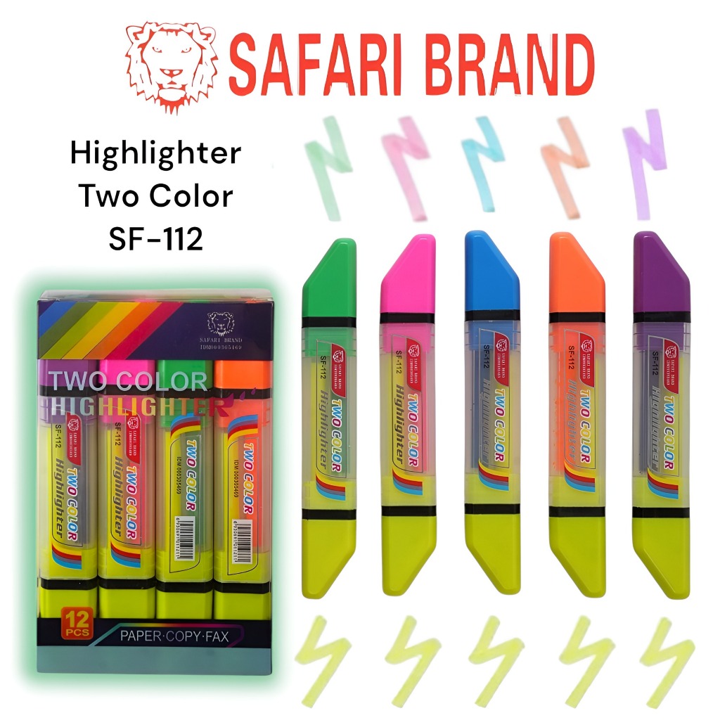Jual (SF112-LUSIN) Stabilo Penanda Highlighter Pen 2 Ujung Warna 2in1 Safari Brand | Shopee ...