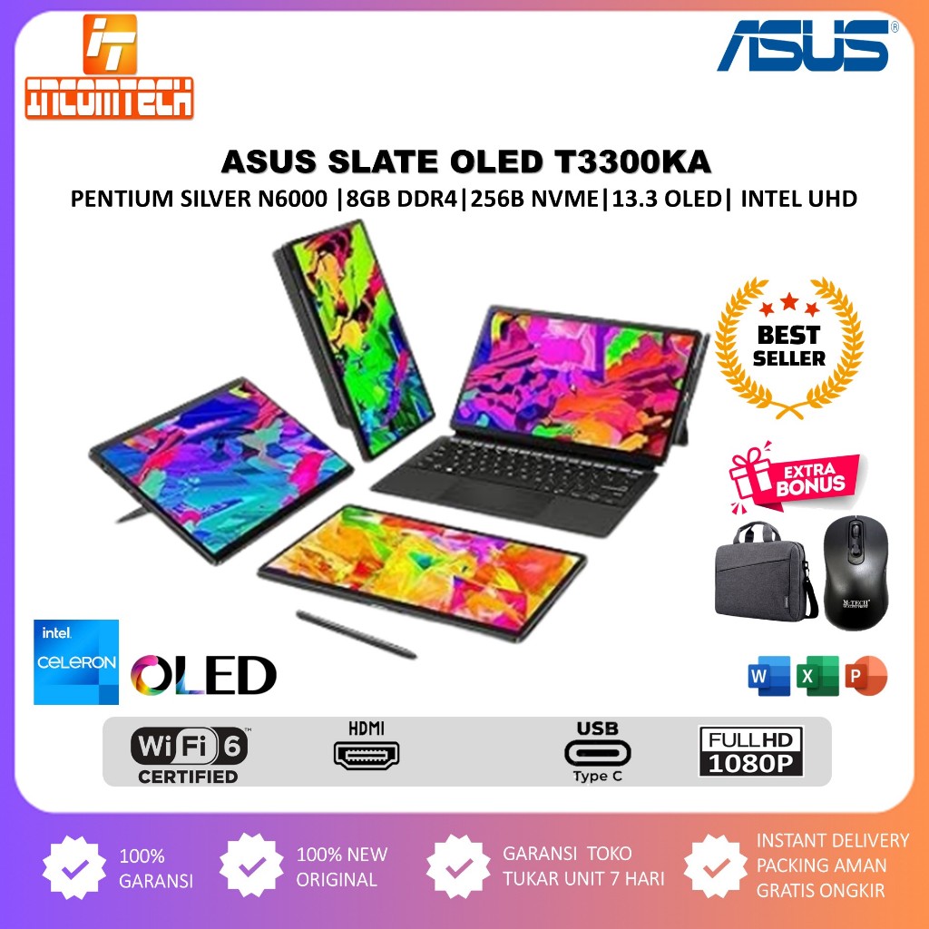 Jual Laptop Asus Slate Oled T3300KA Intel Pentium Silver N6000 8GB DDR4 ...