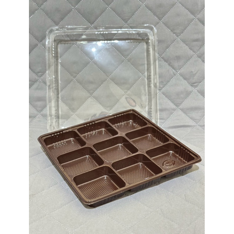 Jual ( ISI 5 SET ) Mika Tray Sekat 9 Kotak + Tutup / Mika Puding Mini 9 Sekat Tray Box Kotak Isi ...