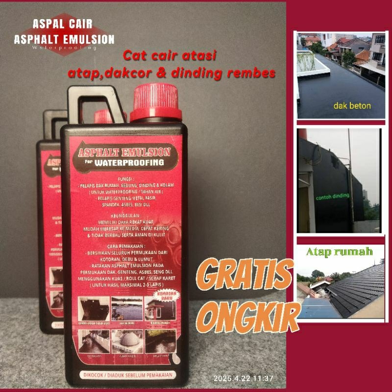 Jual Cat Cair Anti Bocor Dan Rembes / Aspal Cair Asphalt Emulsion 1 Kg ...