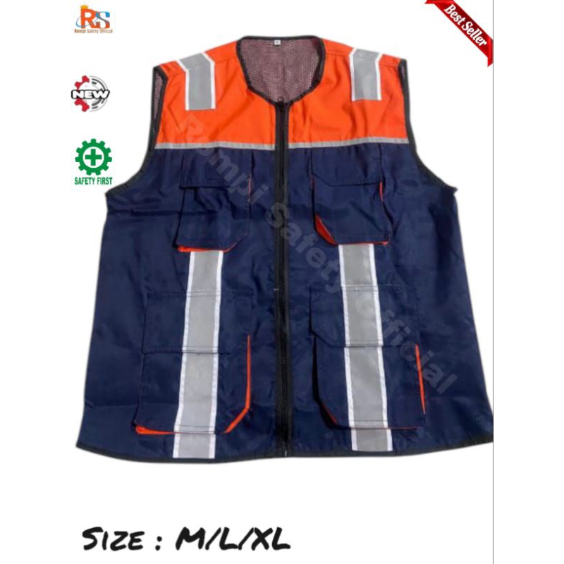 Jual SAFETY VEST KOMBINASI TASLAN WATERPROOF /ROMPI SAFETY /ROMPI ...