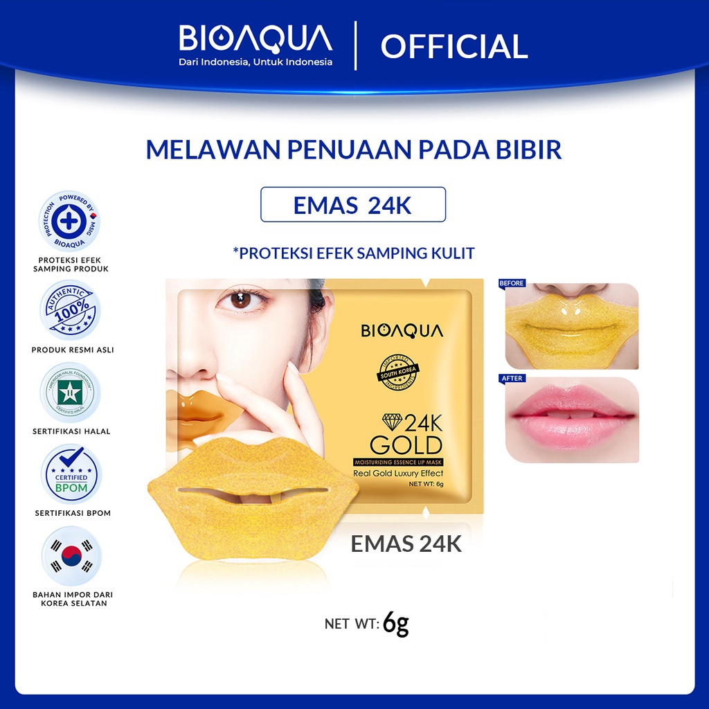 Jual BIOAQUA 24K Gold Moisturizing Essence Lip Mask 6g Perawatan Bibir ...