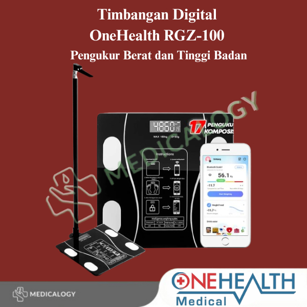 Jual Timbangan Digital OneHealth RGZ-100 Pengukur Berat dan Tinggi Badan | Shopee Indonesia