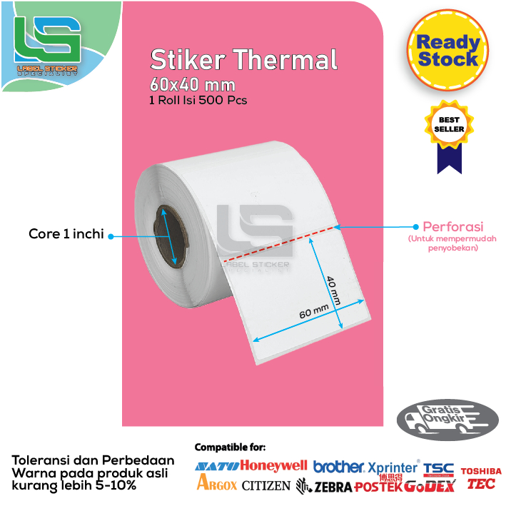 Jual LABEL BARCODE THERMAL 60X40 MM DIRECT THERMAL 60X40 MM LABEL ...