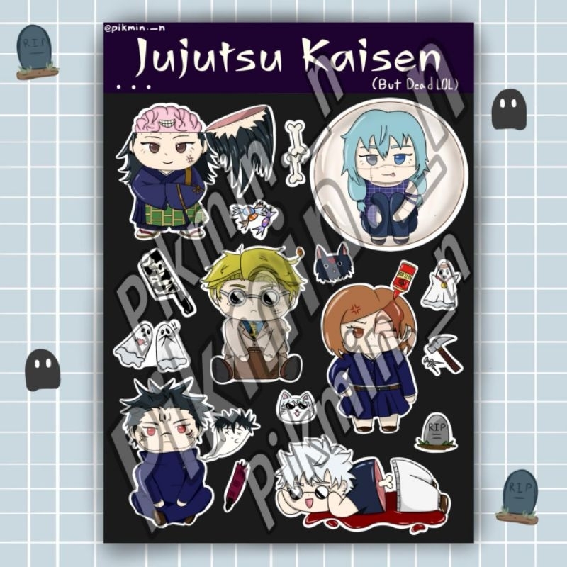 Jual Jujutsu Kaisen Fanmerch (JJK) - sticker sheet A6 (Gojo, Nanami ...