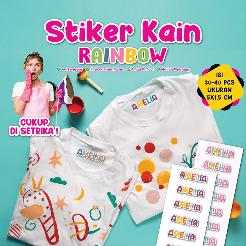 Jual Sticker Kain Custom Nama Warna Lucu Cute / Stiker Baju Custom ...