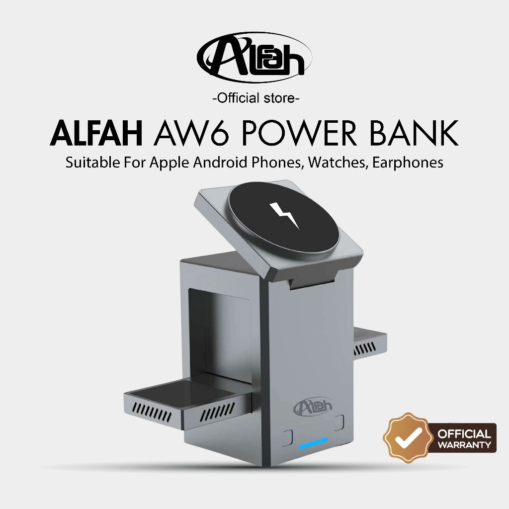 Jual Alfah- Aw6 powerbank 3-in-1 Toch magnetic wireles charger | Shopee ...