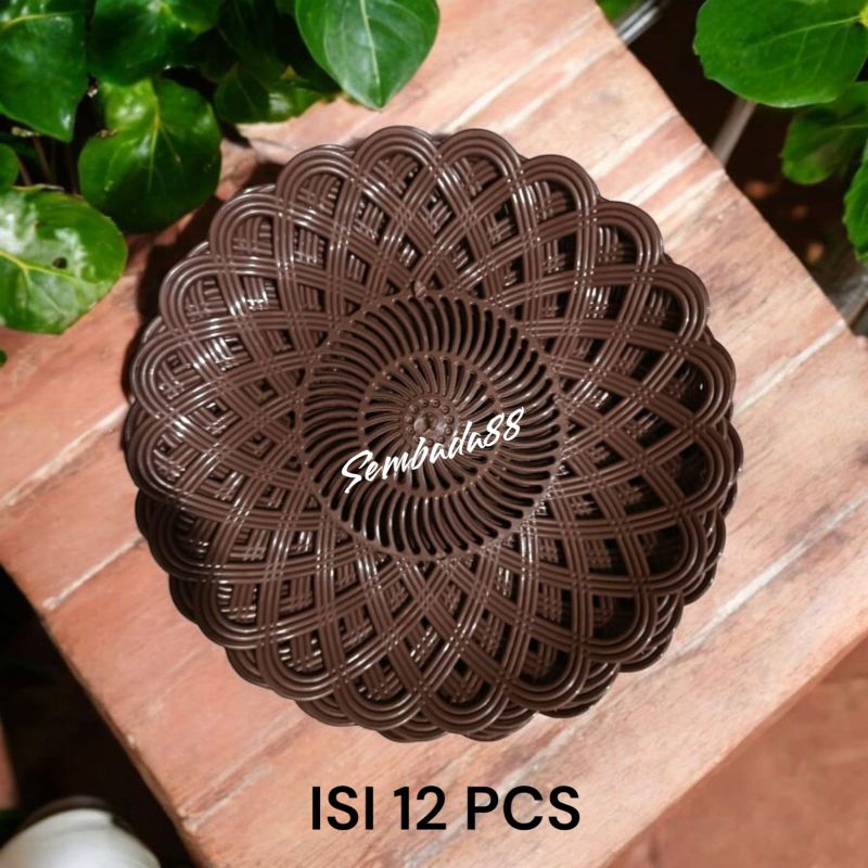 Jual PIRING ROTAN PLASTIK 1 LUSIN / PIRING MAKAN ROTAN PLASTIK TEBAL ...