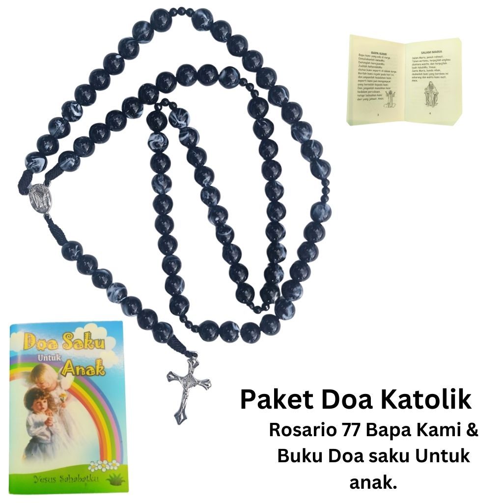 Jual Rosario 77 Bapa Kami Black Marmer dan Buku Doa Saku Anak. | Shopee Indonesia