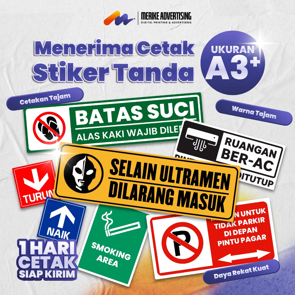 Jual STIKER SIGN TANDA ATAU PETUNJUK BISA CETAK UKURAN BESAR ATAU KECIL ...